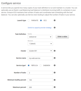 How to configure service in Amazon ECS? - Kernel Talks