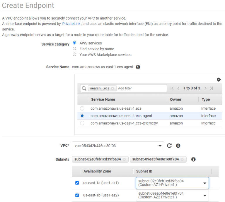 How to create the VPC endpoints for Amazon ECS - Kernel Talks